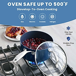 GRANITESTONE Blue 20 Pc Kitchen Pots and Pans Set Non Stick Cookware Set, Kitchen Cookware Sets, Granite Nonstick Cookware Set, Diamond Coated Non Toxic Cookware Set, Oven & Dishwasher Safe