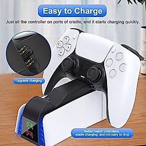 PS5 Controller Charging Station, PS5 Controller Charger for DualSense, PS5 Charging Dock Stand Holder with Fast Charging Cord, Remote Charger Docking Station for Playstation 5 Controllers