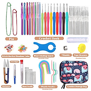 DUKOIPP 103PCS Crochet Hook Kit, Knitting Supplies Crochet Hook Kit with Storage Bag, Ergonomic Soft Grip Knitting Yarn Knitting Needle Kit for Beginners and Experienced Crocheters