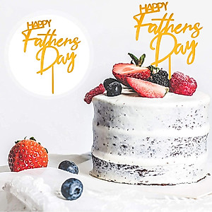 Father's Day Cake Topper, 10pcs Acrylic Happy Father's Day Cupcake Topper for Birthday Father's Day Cake Party Decoration Supplies