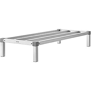 VEVOR Aluminum Dunnage Rack, 48” x 20” Commercial Food Floor Rack, 8” Off The Floor, 1000 lbs Capacity All-Welded Aluminum Storage Rack, for Storage in Restaurants, Kitchens, Garages and Vehicles