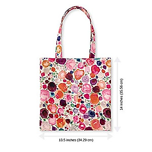 Kate Spade New York Pink Canvas Tote Bag with Interior Pocket, Floral