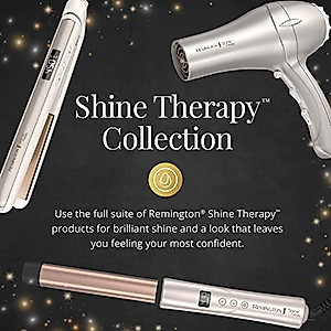 REMINGTON Shine Therapy Argan Oil & Keratin Infused 1 Inch Straight Barrel Curling Wand for Loose Waves, Includes Heat Glove