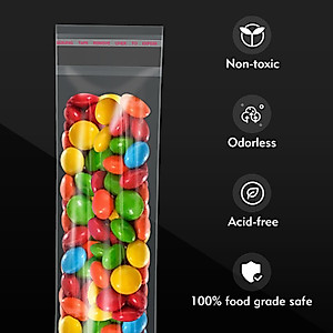 HRXMS Pretzels Individual Bags, 200Pcs 2x10 Inches Self-sealing Transparent Individually Wrapped Cellophane Bags, Pretzel Rod Bags, Food Safe Bags for Gifts/Chocolate/Candy Popsicle/Cookies