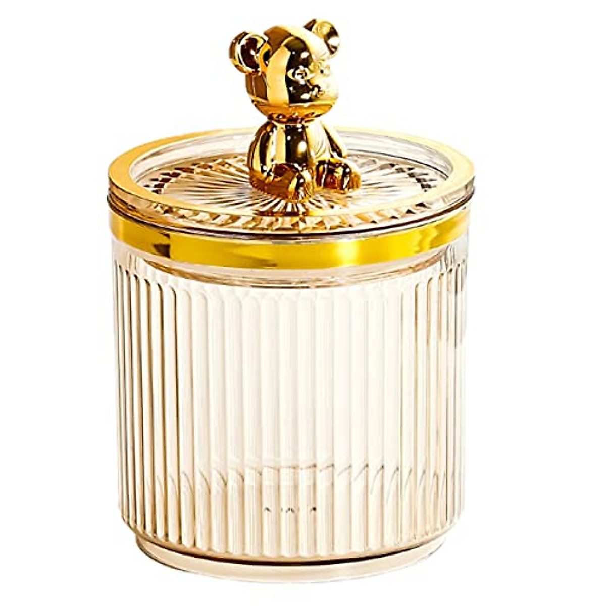 Worparsen Cotton Swab Storage Box, Transparent Smooth Edge with Lid, Dustproof Moisture-proof Store Cosmetics Desktop Organizer, Cotton Qtip Storage Box for Cotton Swabs Balls Makeup Pads Floss Orange