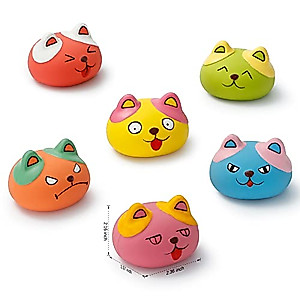 HDSX Squeaky Dog Toys Funny Animal Dog Balls for Puppy Small Pet Dogs 6 Pcs/Set (Cat)
