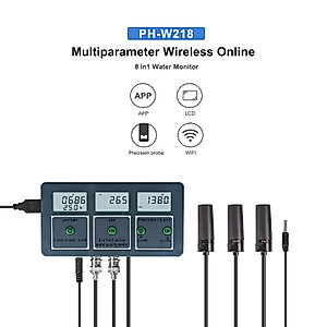 Vislone New Professional 8 in 1 Multi-parameter Water Testing Meter Digital LCD Multi-function Water Quality Monitor PH/EC/TDS/SALT/S.G/CF/ORP/Temperature Multiparameter Water Quality Tester
