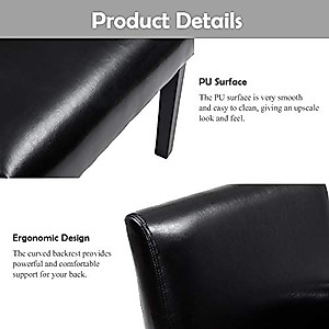 Giantex Leather Reception Guest Chairs Set of 2 W/Padded Seat and Arms Ergonomic Mid-Back Office Executive Side Chair for Meeting Waiting Room Conference Office Guest Chairs, Black