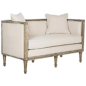 Safavieh Home Collection Leandra French Country Settee, Beige/Rustic Oak