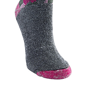 Browning Women's Everyday Wool Camo Socks | Fuchsia Camo | Gray Marl Fuchsia | Medium 2 Pack