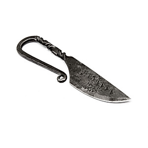 Toferner Celtic Pocket Knife, Hand Forged Knife with Black Leather Case, Hardened Blade, Vintage, Antique Art Collecting, Original Gift Idea