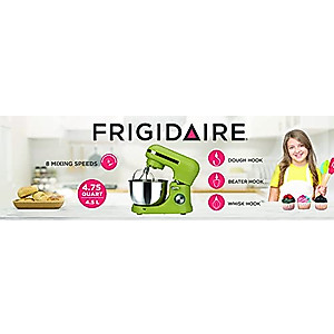FRIGIDAIRE ESTM020-BUTTERFLY Retro Electric Stand Mixer, 4.75 Quart / 4.5L, 8 Speeds with Whisk, Dough Hook, Flat Beater Attachments, Splash Guard (Butterfly)