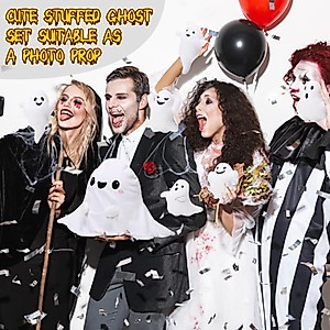 Liliful 16 Inch Ghost Plush Toy Sets Adorable Ghost Stuffed Animal Mommy Pillow with 7 Cute Plush Babies Soft Funny White Ghost Plushies Gift for Christmas Boys Girls Birthday Holiday(Smile)