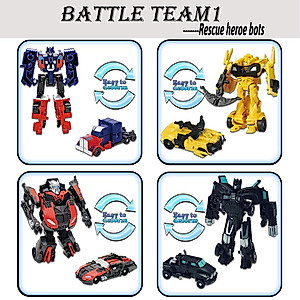 8 Pcs Mini Car Robot Toys, 3.5-inch Small Hero Action Figures, Birthday Favors Toys for Kids Age 5 and up.