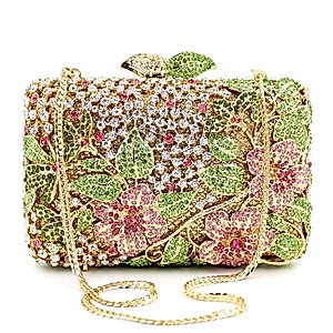 ZLXDP Women Colorful Crystal Hollow Out Clutch Bags Wallet Wedding Evening Bag