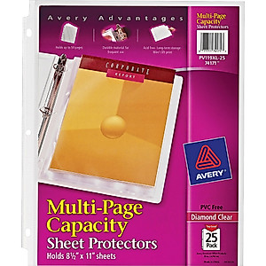 Avery(R) Multi-Page Capacity Sheet Protectors, 8 1/2in. x 11in, Top Loading, Pack of 25