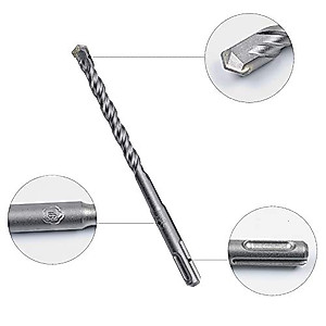 RVIQI 17 PCS Hammer Drill Bits and Chisels Set, SDS Plus Shank Connection Concrete Masonry Hole Tool Including Carbide Rotary Drill Bits, Pointed and Flat Chisels, Hard Storage Case