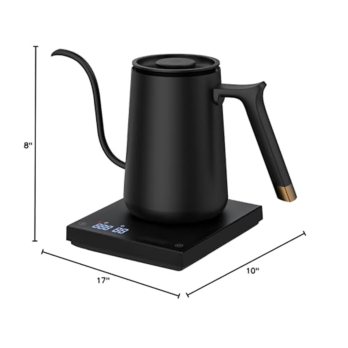 TIMEMORE Electric Gooseneck Kettle with Temperature Control FISH SMART BPA Free Stainless Steel Tea Kettle Automatic Shut Off for Coffee, Tea, Basics 600ml, Black