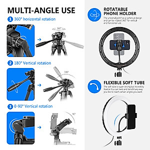 NEEWER 10" RGB Ring Light with Tripod Stand & 2 Phone Holders, Dimmable Selfie Ring Light with 29 Colors Modes for Makeup/Live Streaming/YouTube/Tiktok/Video Shooting, RGB10-H