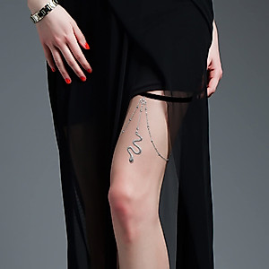 6 Pieces Crystal Leg Chain Women's Body Chains Layered Christmas Body Jewelry Party Thigh Chain Thigh Jewelry Accessories for Women Girls (Silver)