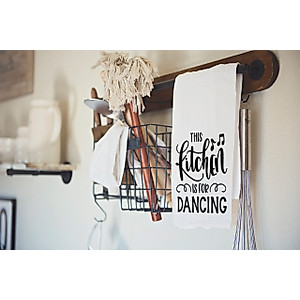 Handmade Funny Kitchen Towel - This Kitchen Is For Dancing - 100% Cotton Funny Hand Towel for Bathroom - 28x28 Inch Perfect for Housewarming-Christmas-Mothers’ Day-Birthday Gift