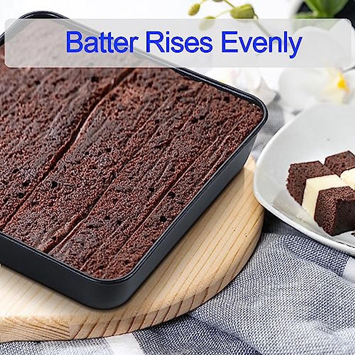 E-far 8x8 Inch Square Baking Pan with Lid Set, Nonstick Square Cake Pans Metal Bakeware for Oven Cooking Lasagna Brownies, Stainless Steel Core & Easy Release, 4 Pieces(2 Pans+2 Covers)