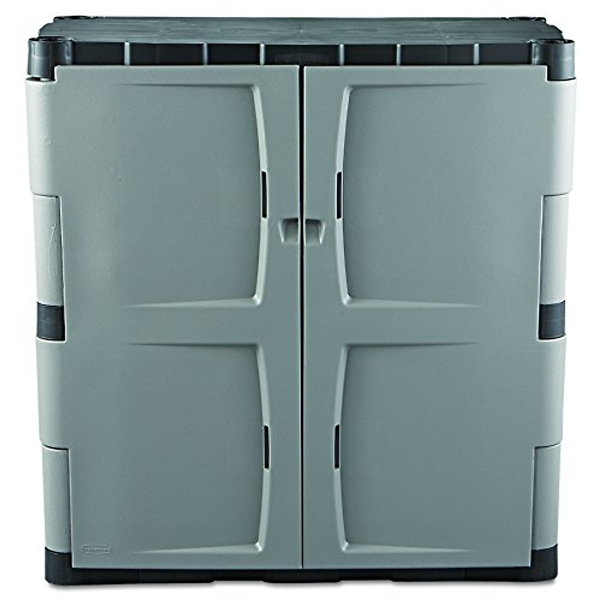 Rubbermaid Double-Door Storage Cabinet, 18" D x 36" W x 37" H, Gray/Black, FG708500MICHR & Deluxe Tool Tower, Garage Storage, Holds 40 Tools, Black (FG5E2800MICHR)