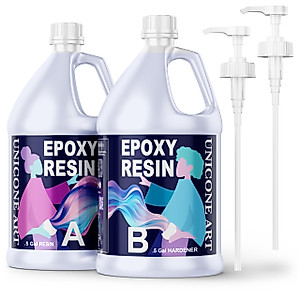 Crystal Clear Epoxy Resin Kit - 1 Gallon Craft Resin Epoxy Kit (.5gal Resin + .5gal Hardener) High Gloss UV Resistant Odor-Free Art Resin, BPA-Free and Non-Toxic Epoxy Resin Clear Formula 1gal