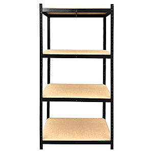 4 Tier Shelving Unit Storage Units Heavy Duty Metal Shelves for Warehouse/Garage/Shed/Workshop/Commercial/Industrial/Kitchen, 1411LB Capacity(353LB per Shelf), 63" H x 31" W x 16" D Black