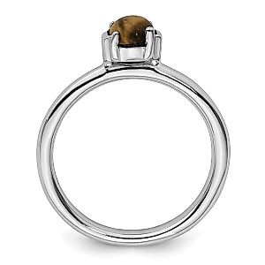 IceCarats 925 Sterling Silver Tigers Eye Stackable Ring Gemstone Band Size 6