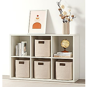 UBBCARE Set of 4 Storage Basket-11 X 10.5 X 10.5 In, Cotton Rope Basket for Shelves, Toys, Book, Cube Storage Bins with Handles, Woven Storage Basket for Organizing, Beige