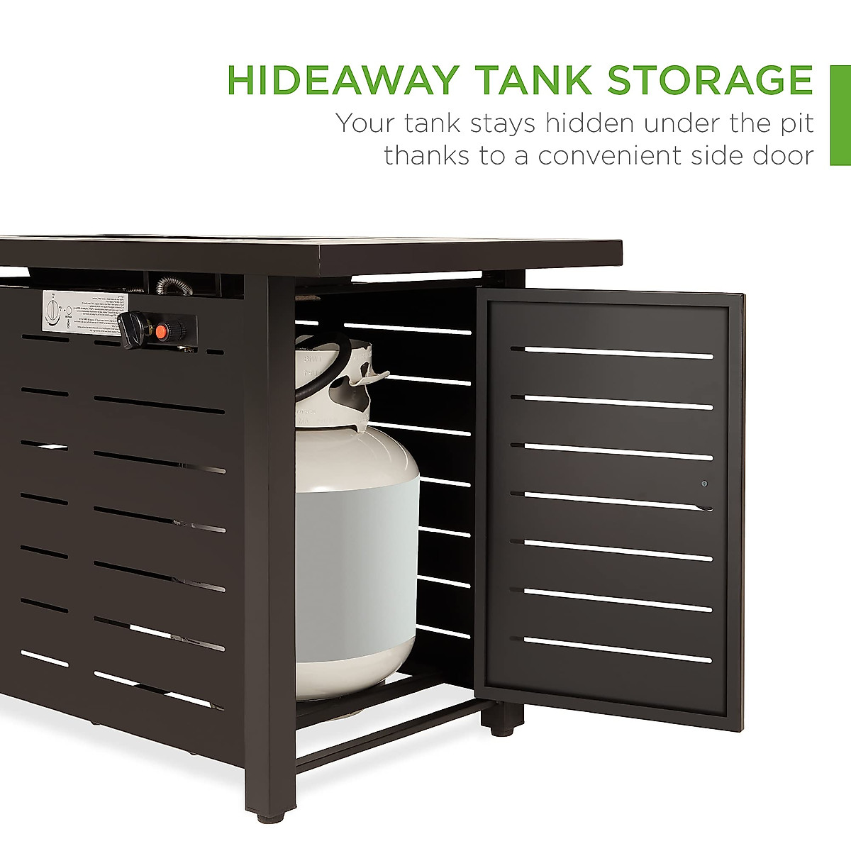 Best Choice Products Fire Pit Table 42in 50,000 BTU Rectangular Steel Propane Gas for Outdoor, Patio w/Burner Lid, Auto Ignition, Hideaway Tank Storage, Cover, Glass Beads - Dark Brown