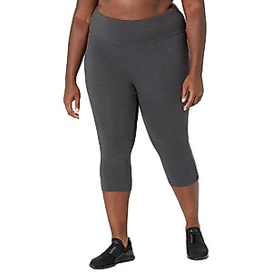 Spalding Women's Essential Capri Legging | Comfortable 4-Way Stretch Athletic Pants | High-Waist Charcoal Heather | Medium