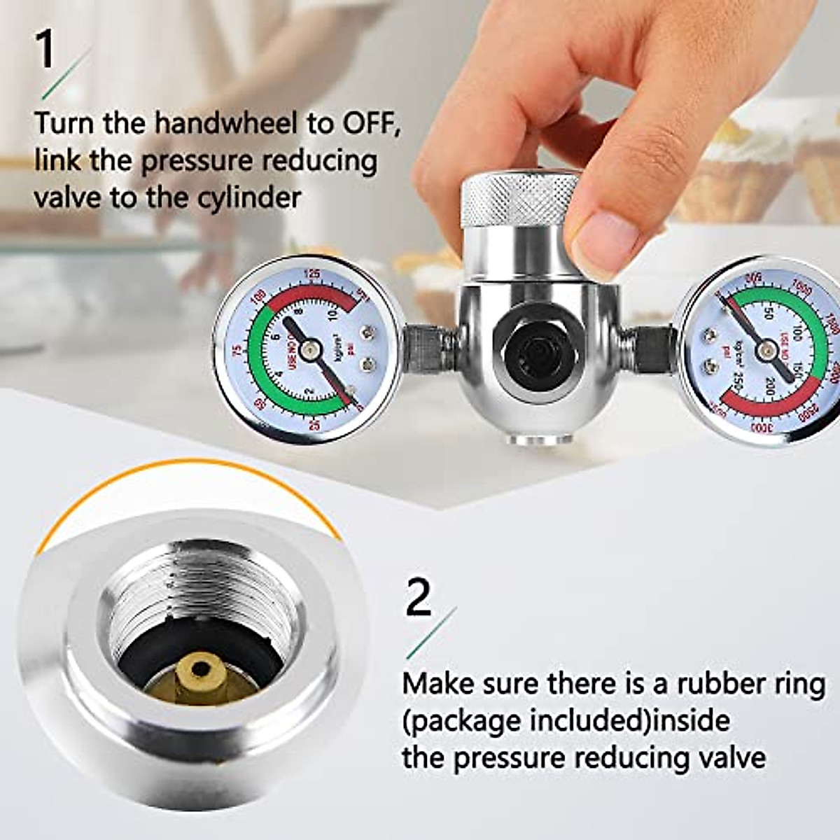 Improved Whipped Cream Pressure Regulator Valve with Upgraded Adapter & Hose Line, Pressure Regulating Valve for Whipped Cream Chargers 0.95 Liter 580g Tank (Valve -1)