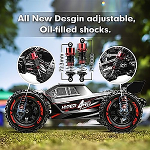 HYPER GO H14BM 1/14 Brushless RC Cars for Adults Fast 50 mph, RC Trucks 4wd Offroad Waterproof, Electric Powered High Speed RC Car, Scary Fast Extreme RC Truggy with 3S Battery for Snow Sand