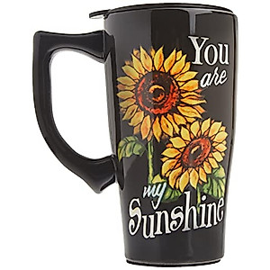 Spoontiques - Ceramic Travel Mugs - You Are My Sunshine Cup - Hot or Cold Beverages - Gift for Coffee Lovers
