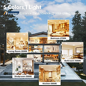 BBOUNDER 24 Pack 6 Inch 5CCT Ultra-Thin LED Recessed Ceiling Light with Junction Box, 2700K/3000K/3500K/4000K/5000K Selectable, 12W Eqv 110W, Dimmable Canless Wafer Downlight, 1050LM - ETL&FCC