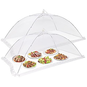 2 Pcs Extra Large Mesh Food Cover Tent（46"x20", 40"x24"）Umbrella Food Screen Covers for Outside Pop-up Mesh Reusable and Collapsible Food Nets for Parties Picnics Outdoor BBQs…