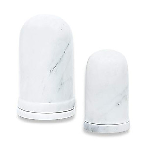 JIMEI Marble Cotton Swab Holder with Lid, Cotton Ball Holder Q-tip Dispenser Bathroom Storage Round Container Organizer