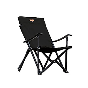 S'more Camping Aluminum High Armchair, Lightweight Folding Chair with Back Pocket, Portable Outdoor Chair with Carry Bag for Camping, Picnic, Fishing, Hiking, Sports Meeting, BBQ, Beach (Black)