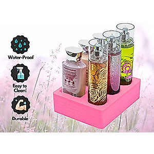 Polar Whale 2 Lotion and Body Spray Stand Organizers Tray Pink Durable Foam Washable Waterproof Insert for Home Bathroom Bedroom Office 7.5 x 6 x 2 Inches 6 Slots 2pc Pair Set