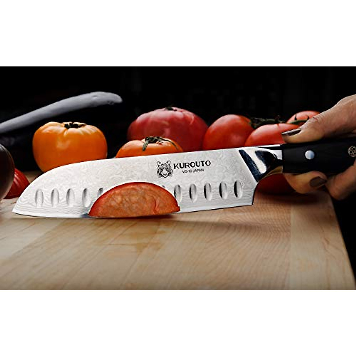 7-inch VG10 Santoku- 66 layers of High Carbon Damscus Stainless Steel Cladding—Kintaro Series—Kurouto Kitchenware