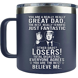 AMAZPRINTS Gifts for dad from Daughter, Son, Kids - Dad Gifts for Fathers Day, Christmas - Father gifts from Kids - Dads Birthday Gift - 14oz Stainless Steel Dad Coffee Mug – Insulated