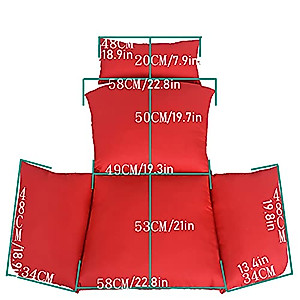 HMCUIQI Garden Wicker Hanging Egg Rattan Chair Hammock Pad Waterproof, Hanging Basket Chair Cushion Outdoor Not-Slip, for Patio Garden (Without Stand)