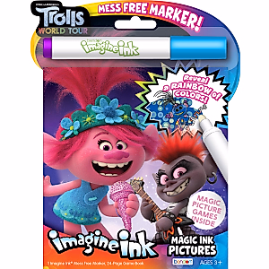 Bendon Imagine Ink Coloring Game Book, Magic Ink Pictures, Mess Free Marker (Trolls World Tour)
