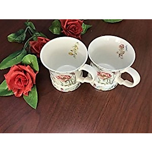 Lightahead® Elegent Bone China Unique Set Of Two Coffee Mugs 10 oz each cup set in attractive gift box elegant floral design