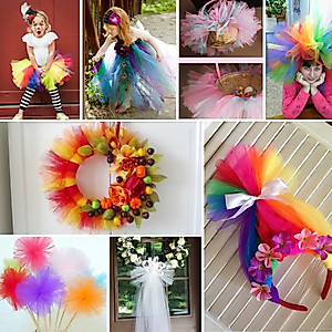 RIBBOOO Rainbow Tulle Rolls 6 Inch x 10yd Snow Powder Gradient Shimmer Spool Ribbon for Table Chair Sash Bow Pet Tutu Skirt Sewing Crafting Fabric Wedding Party Birthday Centerpieces Bouquet Decor