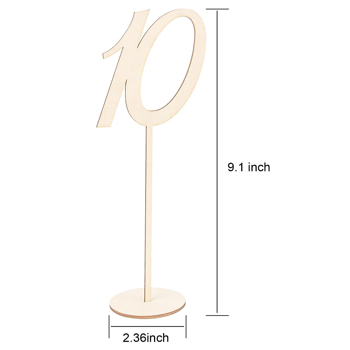 Becho 1-10 Wedding Table Numbers 9" Tall Wooden Table Numbers Tabletop Signs for Wedding, Party, Home Decoration, Rustic Receptions, Banquets, Cafés, Restaurants, Hotels. Grade Extra Thick Heavy Duty Wood