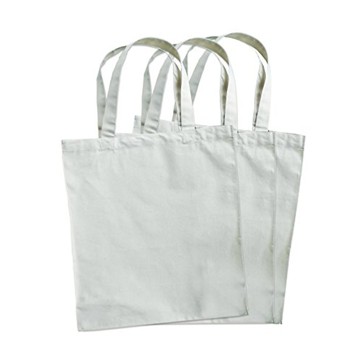 3 Pack Natural Cotton Canvas Compostable Grocery Totes, 12.5"x 13.5"x 6"