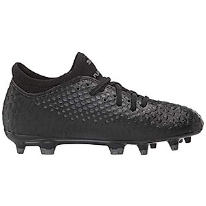 PUMA Unisex-Child Future 4.4 Firm/Artificial Ground Soccer Shoe, Black Black Aged Silver, 3 M US Little Kid